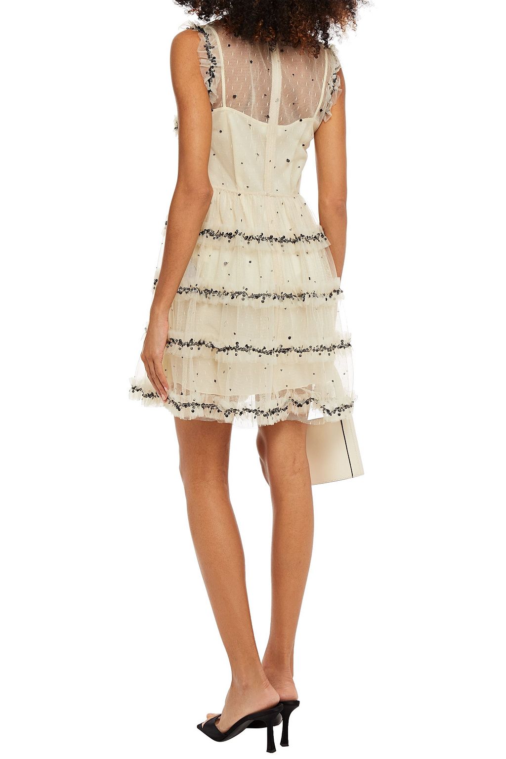 Redvalentino Embellished Ruffled Point Desprit Mini Dress The Outnet