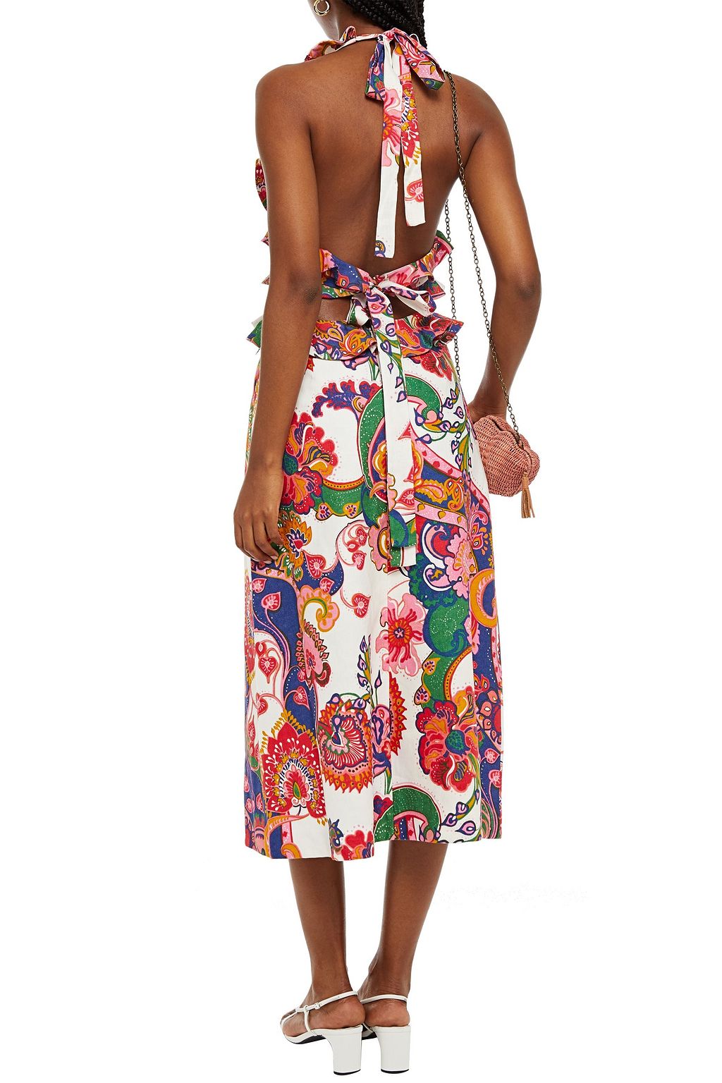 Zimmermann The Lovestruck Cutout Printed Linen Halterneck Midi Dress