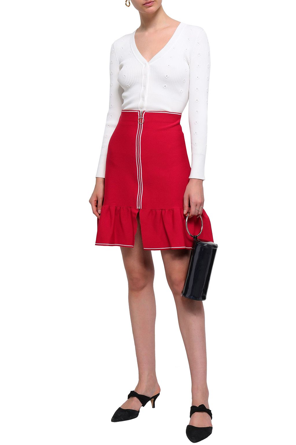SANDRO Gathered stretch-knit mini skirt | THE OUTNET