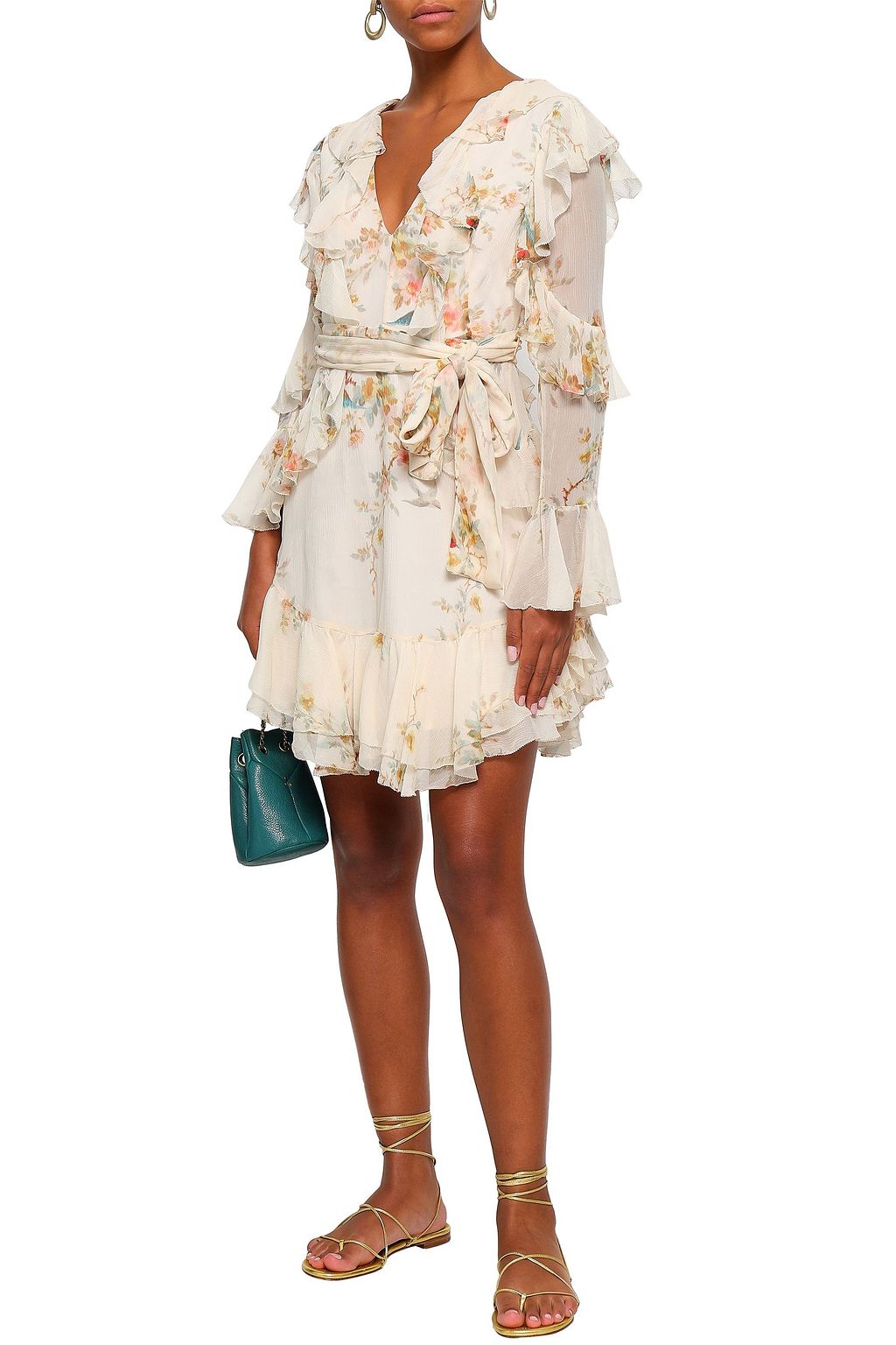 Zimmermann Ruffled Floral Print Silk Georgette Mini Dress The Outnet