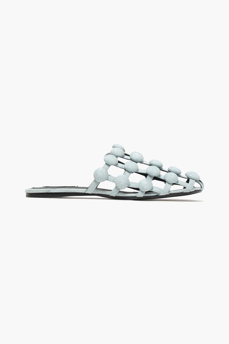 ALEXANDER WANG Amelia studded denim slippers | THE OUTNET