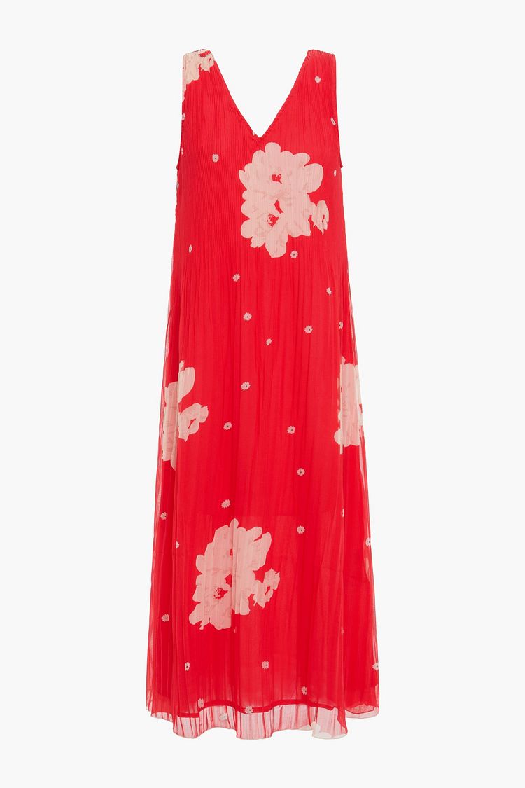 Ganni Pleated Floral Print Georgette Midi Dress The Outnet