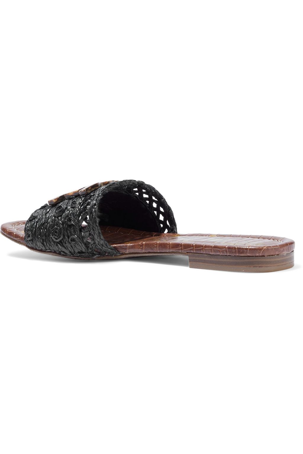SAM EDELMAN Embellished faux raffia slides | THE OUTNET