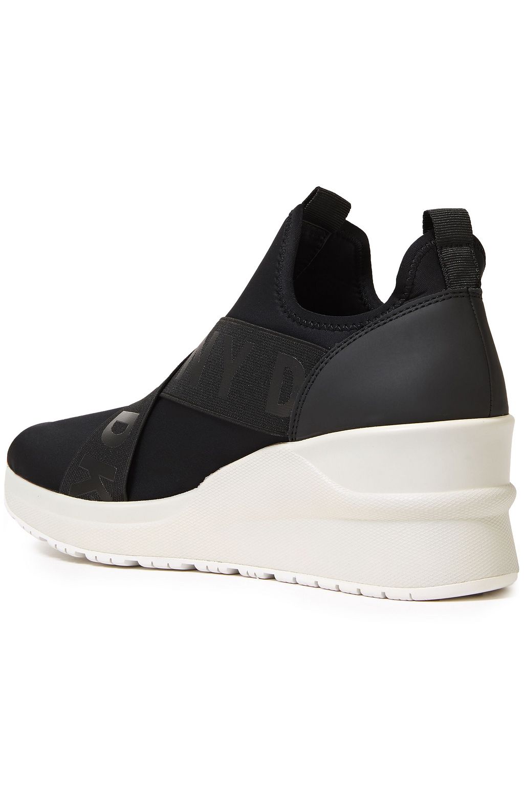 DKNY Printed stretch-knit wedge slip-on sneakers | THE OUTNET