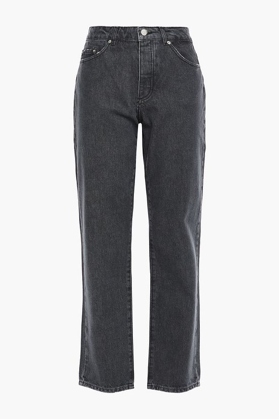 Charcoal Distressed high-rise straight-leg jeans | AMERICAN VINTAGE ...