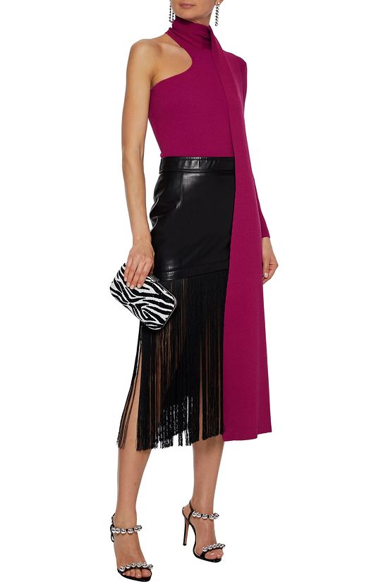 Magenta Lennon one-shoulder tie-neck ribbed-knit bodysuit | Sale up to ...