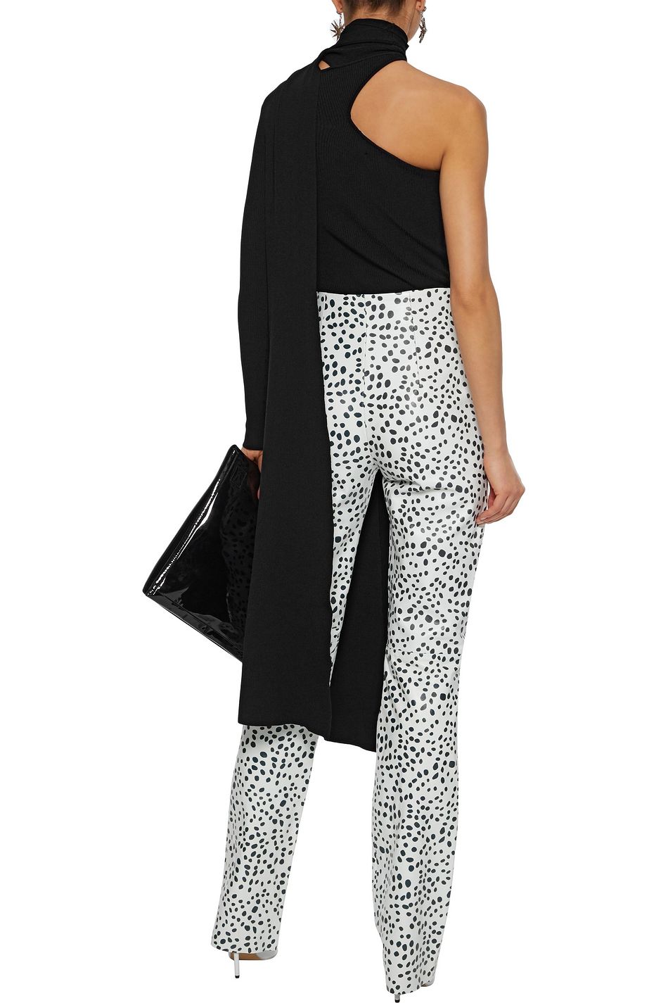 Black Lennon one-shoulder tie-neck ribbed-knit bodysuit | Sale up to 70 ...