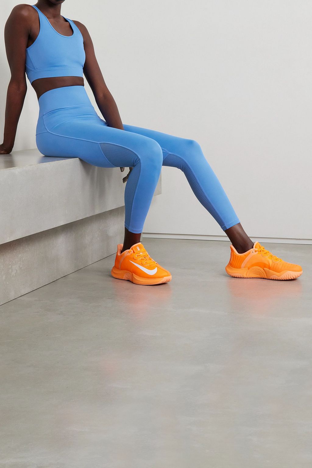 ALL ACCESS Front Row cutout mesh-trimmed stretch sports bra | THE OUTNET