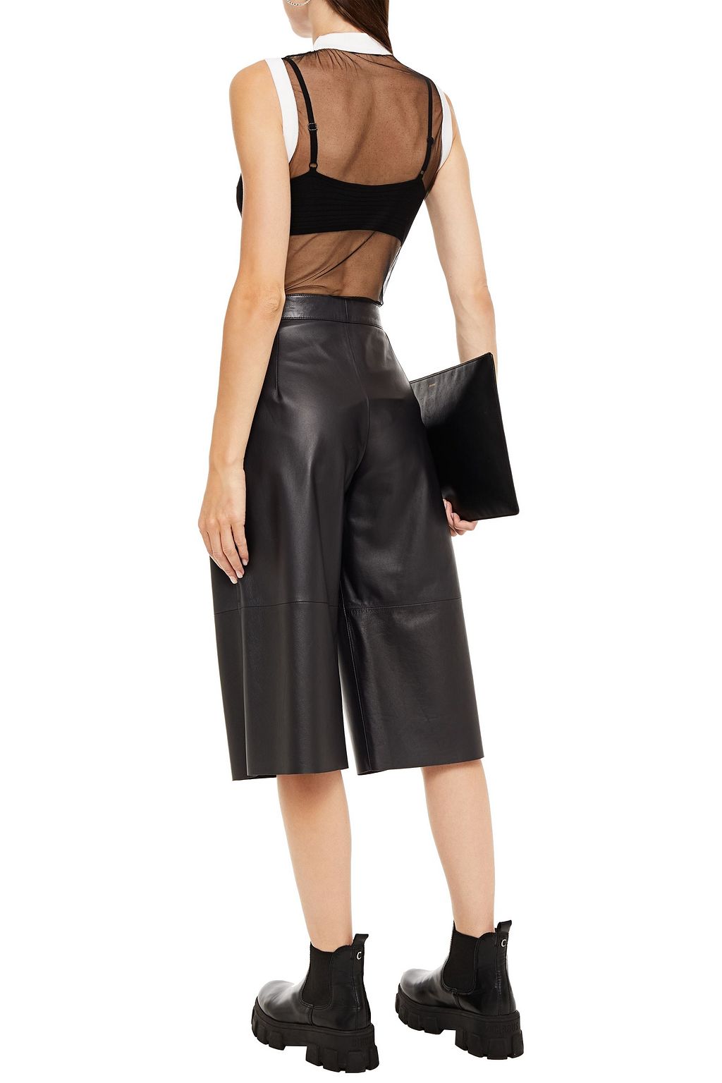 BALMAIN Paneled tulle and knitted bodysuit | THE OUTNET