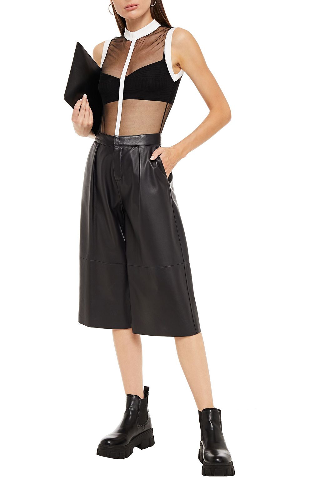 BALMAIN Paneled tulle and knitted bodysuit | Sale up to 70% off | THE ...
