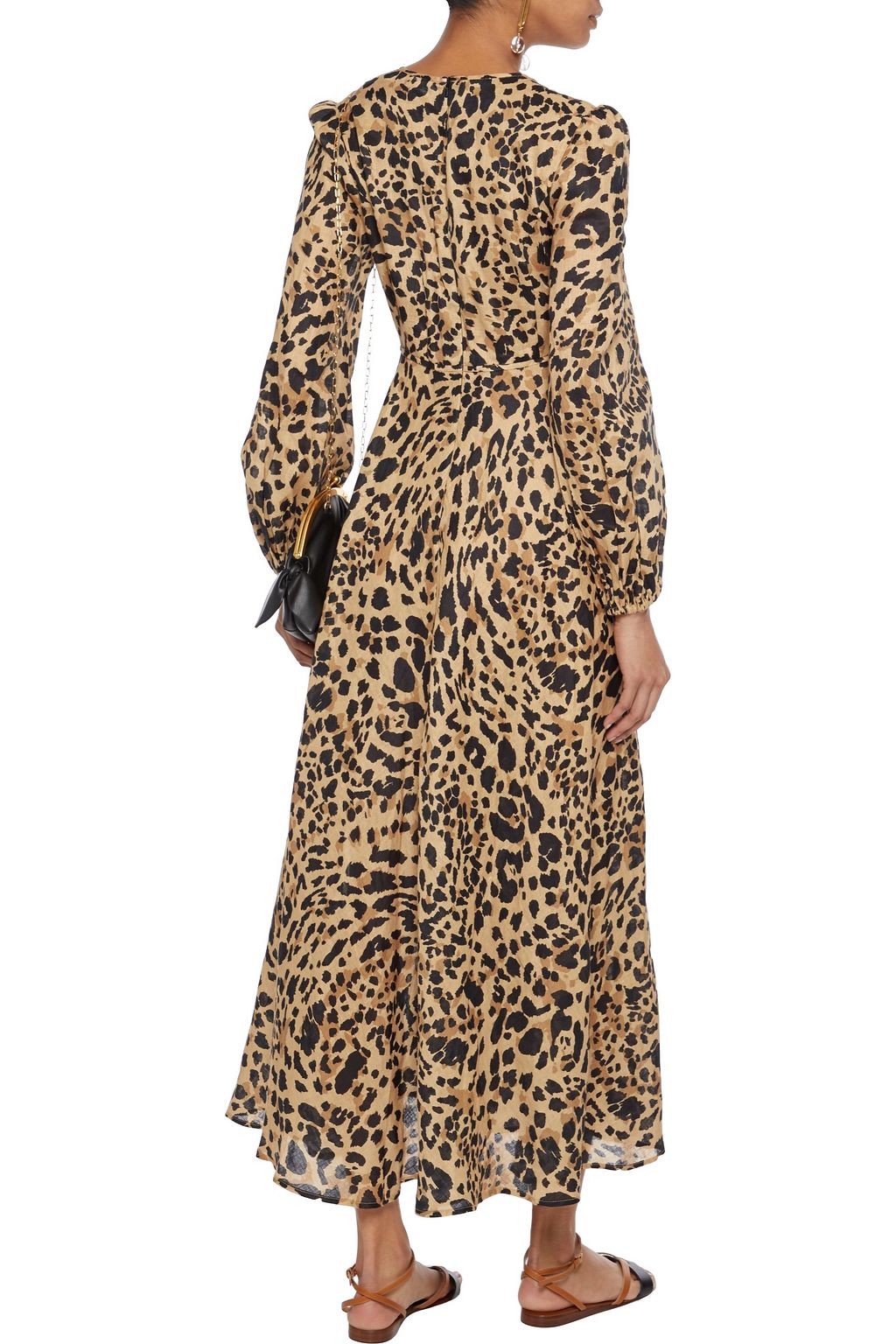 ZIMMERMANN Veneto Plunge leopard-print linen midi dress | THE OUTNET