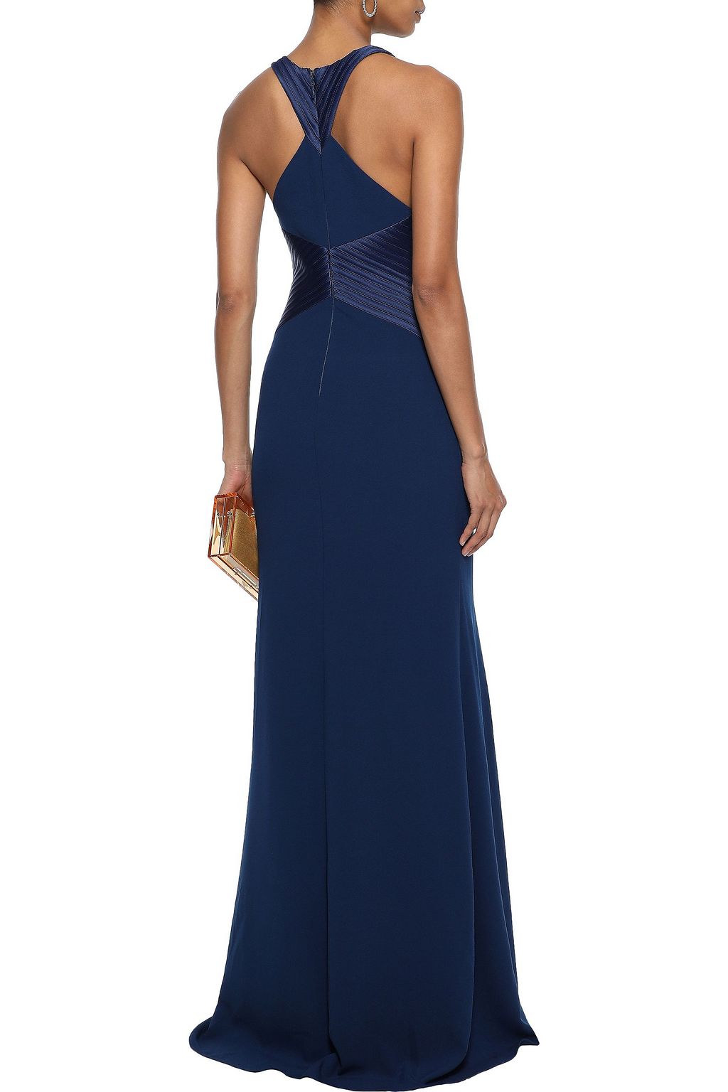 HALSTON HERITAGE Satin-paneled crepe gown | Sale up to 70% off | THE OUTNET