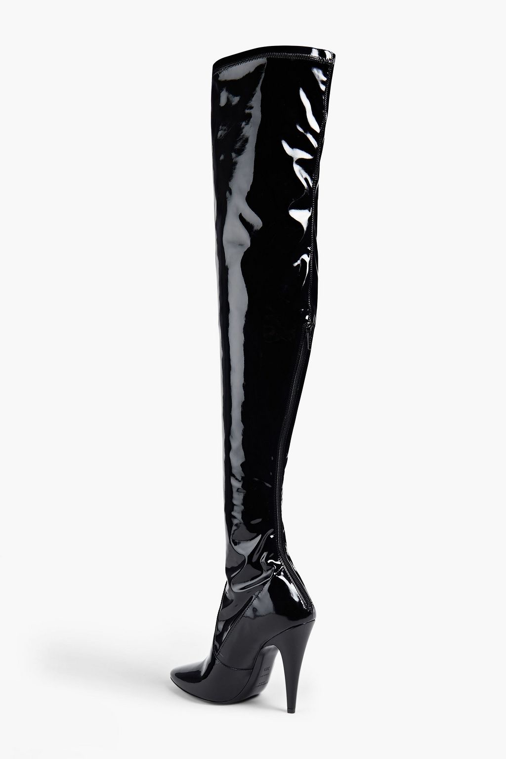 SAINT LAURENT Faux patent-leather thigh boots | THE OUTNET