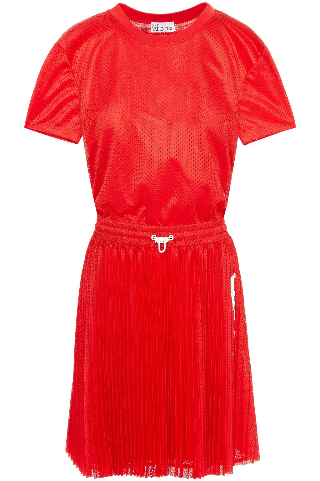 REDVALENTINO Pleated printed mesh mini dress | THE OUTNET