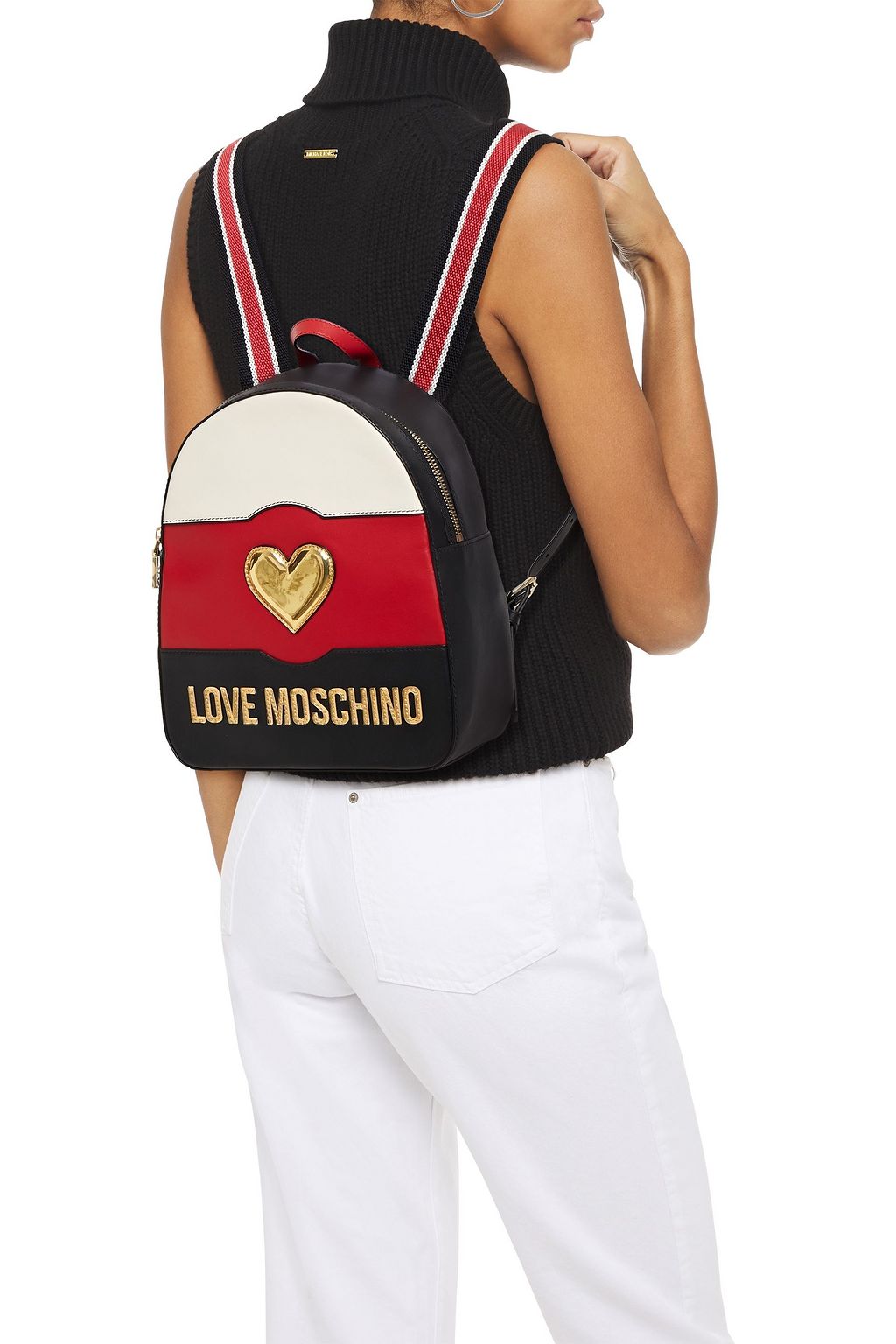 LOVE MOSCHINO Appliquéd color-block leather backpack | THE OUTNET