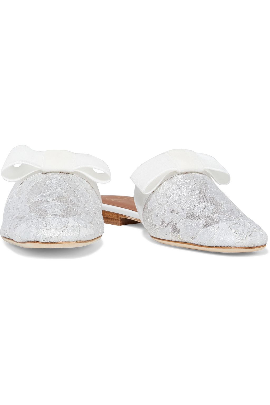 MALONE SOULIERS Mae bow-embellished metallic corded lace slippers | THE ...