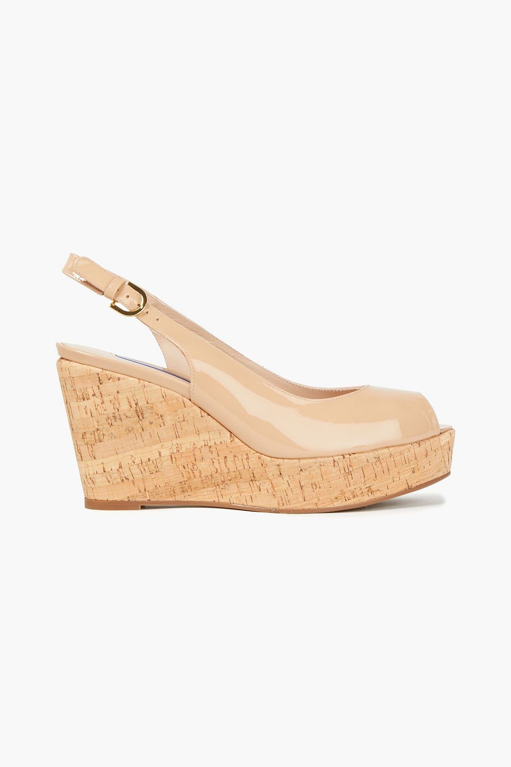 STUART WEITZMAN Jean patent-leather wedge slingback sandals | THE OUTNET