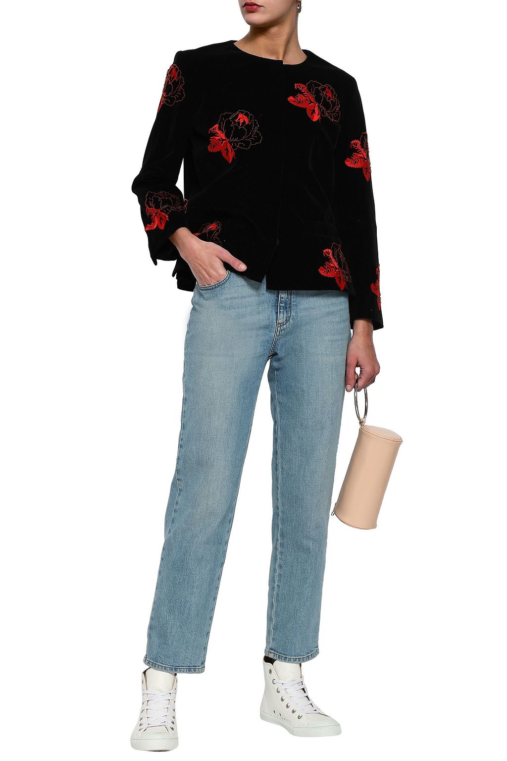 GANNI Embellished velvet jacket | THE OUTNET