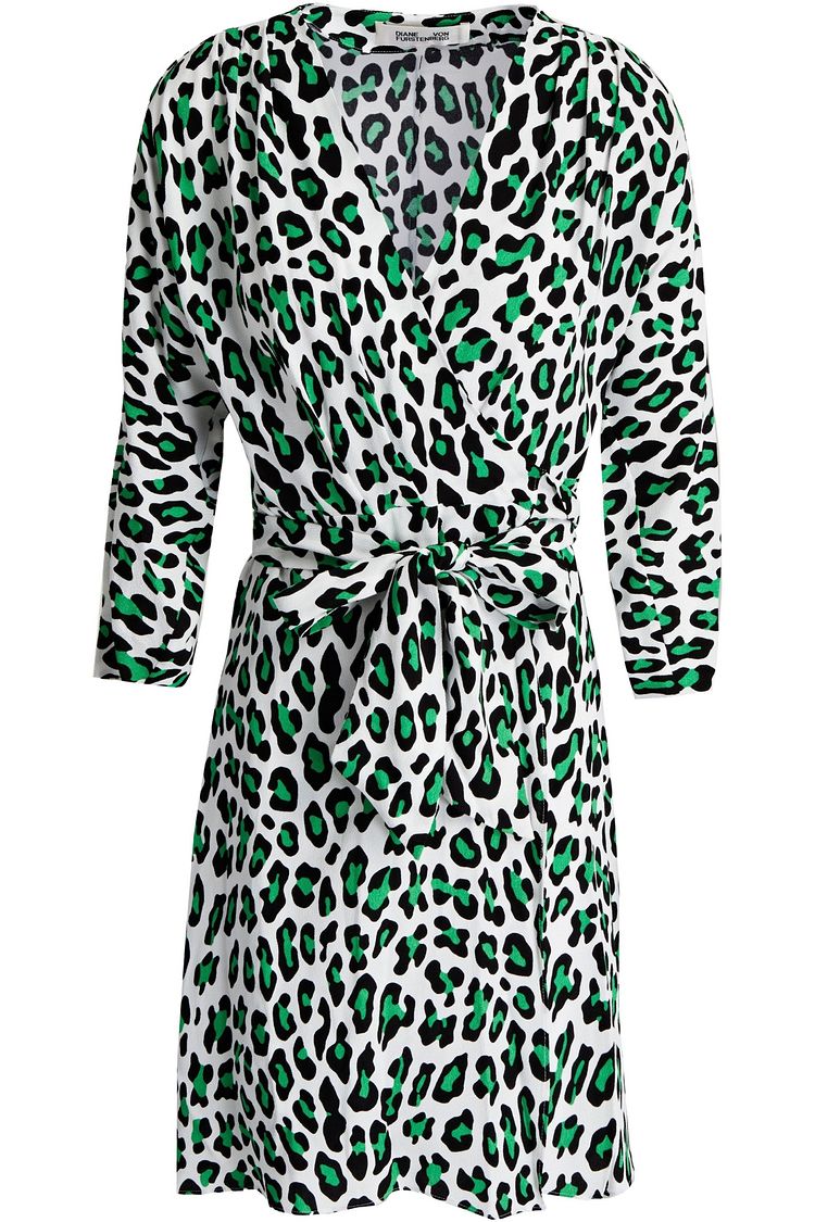 Diane Von Furstenberg Sheena Leopard Print Crepe Mini Wrap Dress The