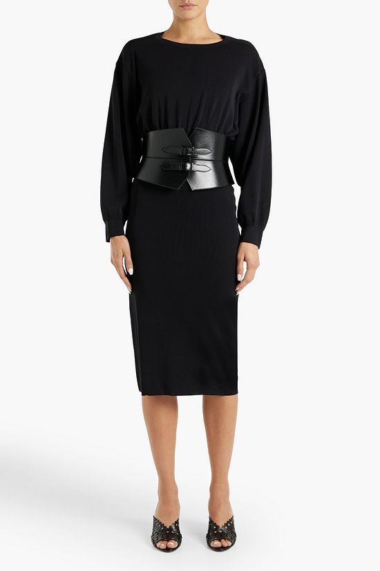 ALAÏA Cutout gathered stretch-knit dress | THE OUTNET