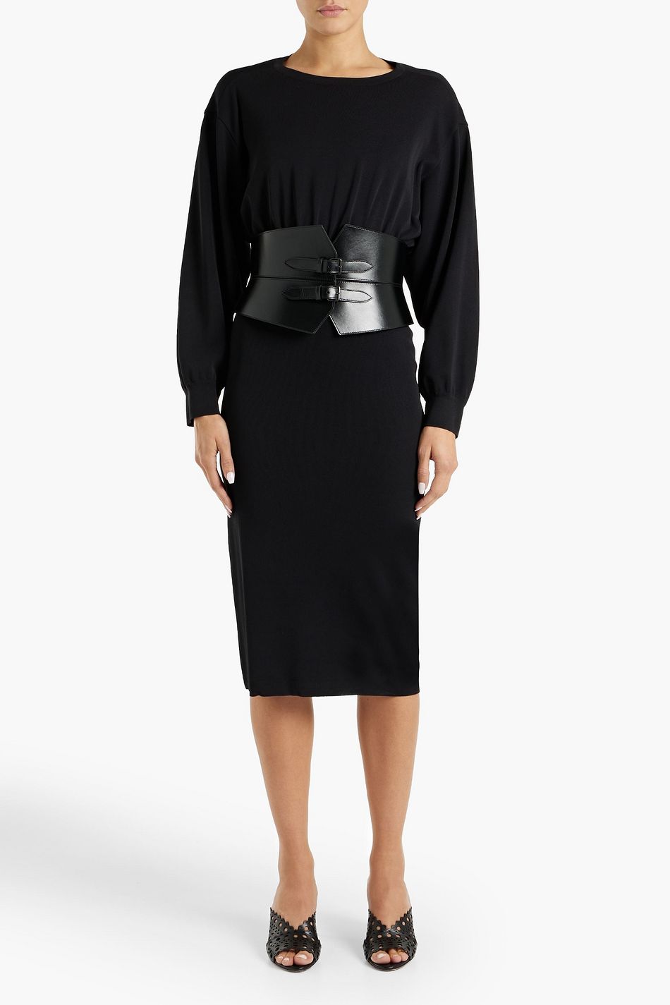 ALAÏA Cutout gathered stretch-knit dress | THE OUTNET
