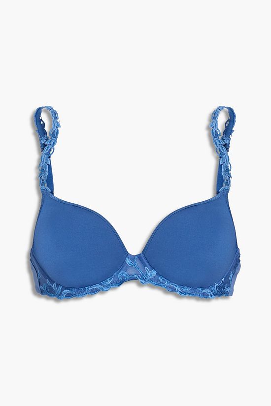 Simone PÉrÈle Embroidered Tulle Trimmed Jersey Underwired Bra The Outnet