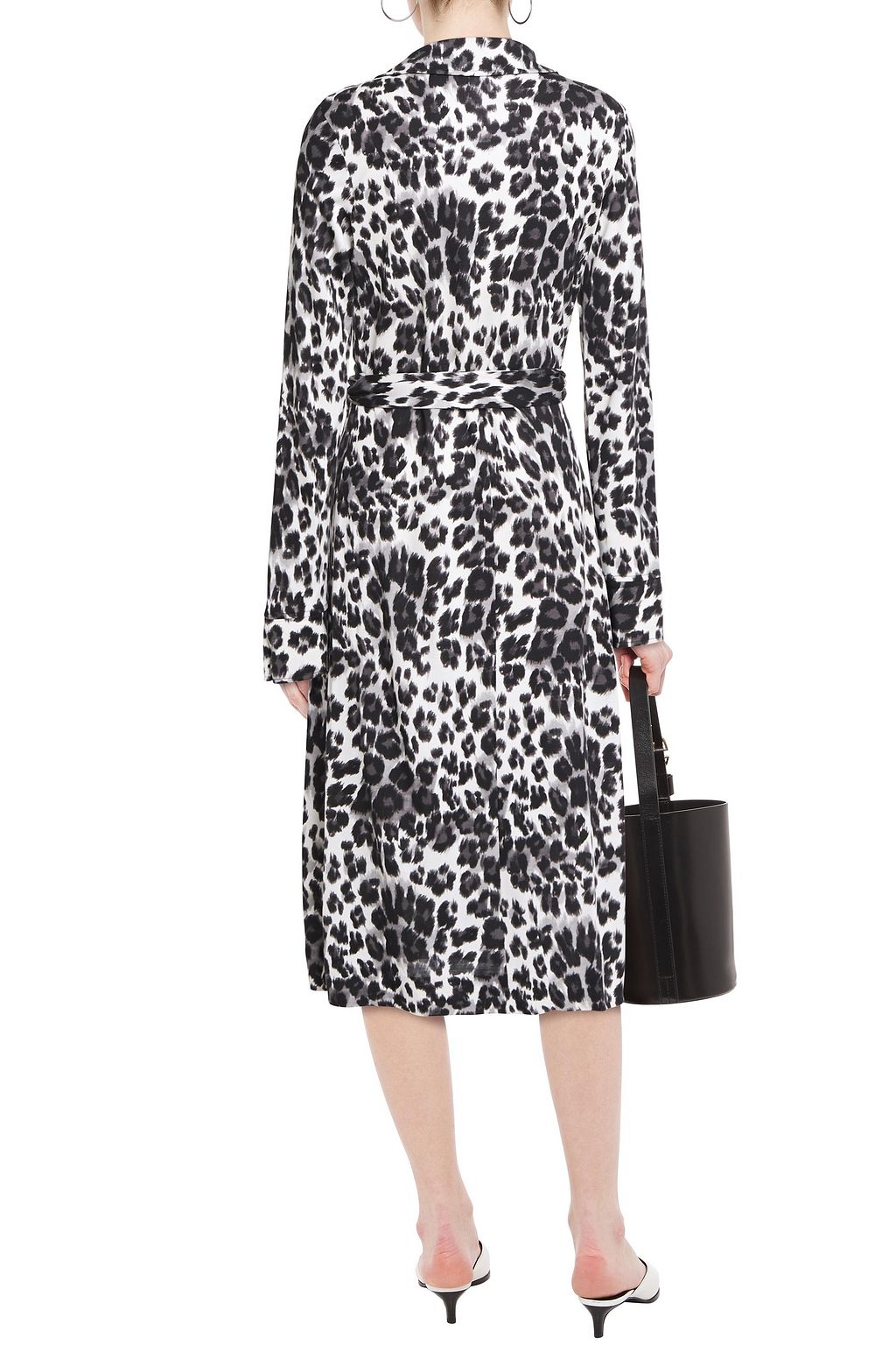 Diane Von Furstenberg Leopard Print Silk Jersey Midi Wrap Dress The