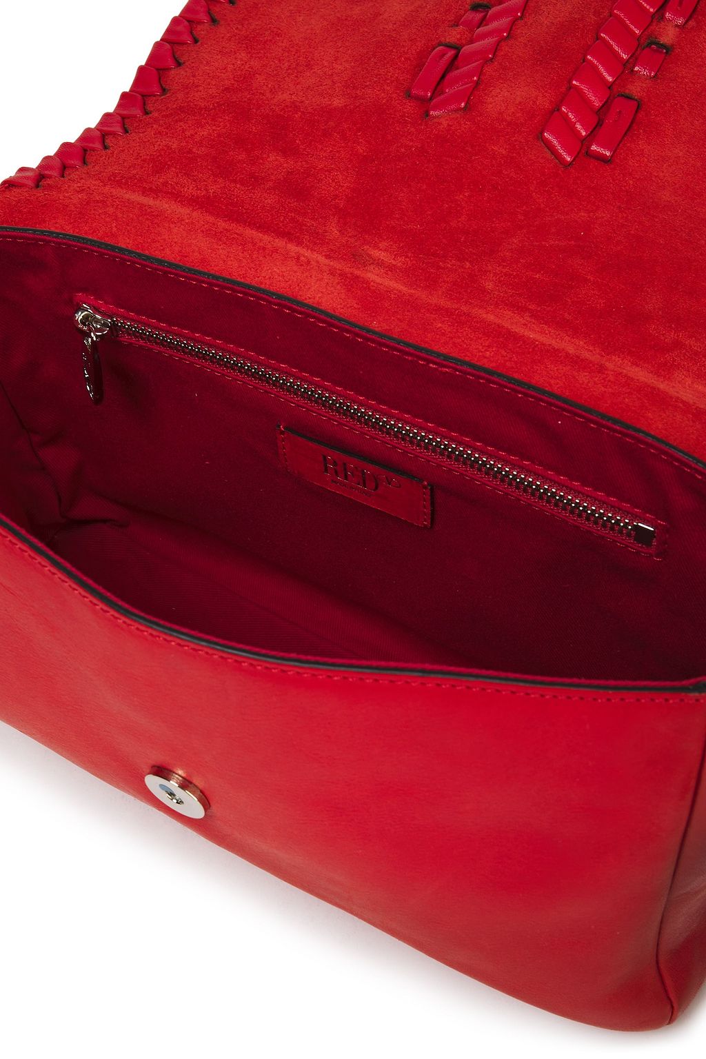 RED(V) Studded whipstitched leather and suede shoulder bag | THE OUTNET