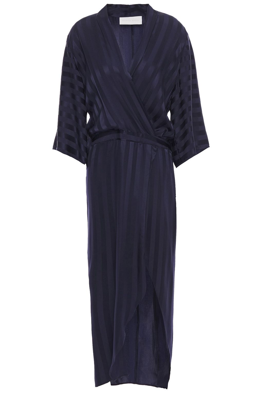 MICHELLE MASON Wrap-effect striped silk-satin jacquard midi dress | THE ...