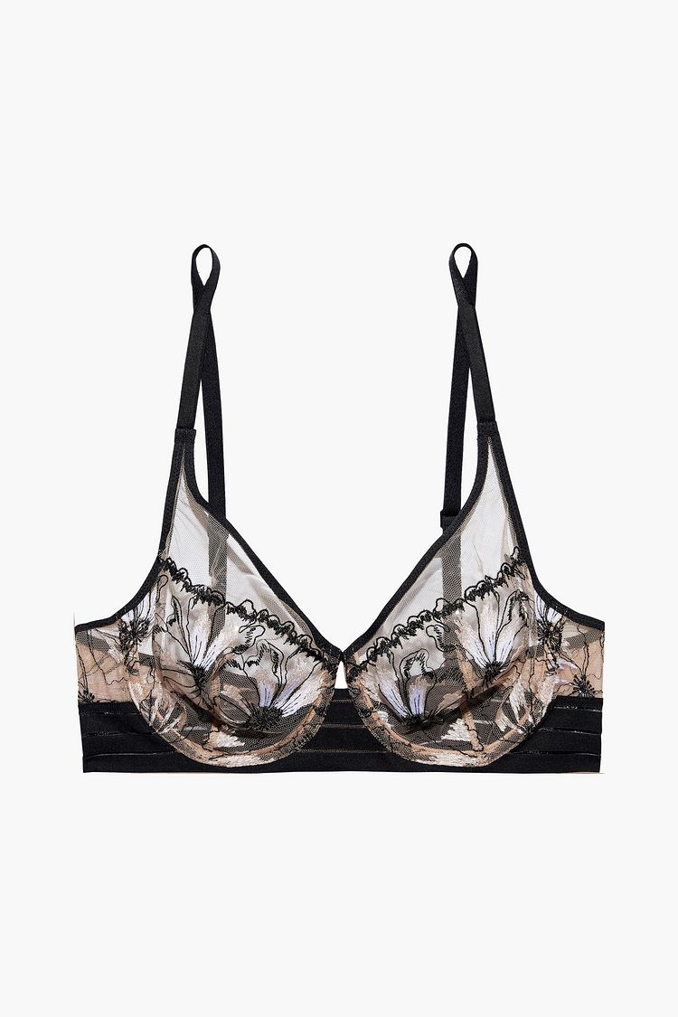 Simone PÉrÈle Jai Embroidered Tulle Soft Cup Underwired Bra The Outnet