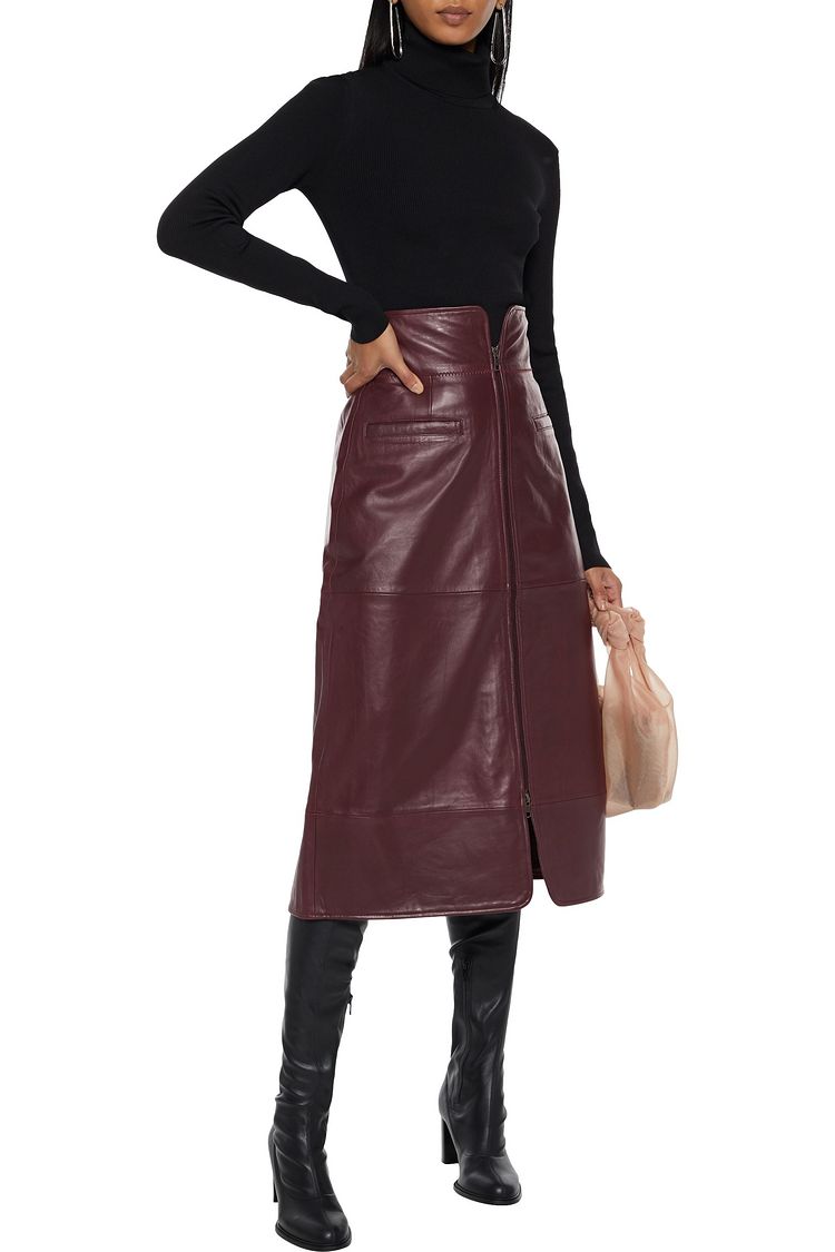 WALTER BAKER Jaz leather midi skirt | THE OUTNET