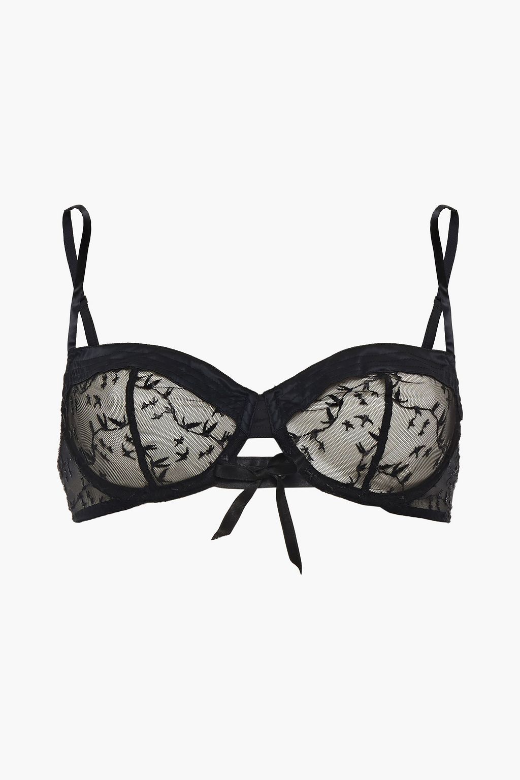 Simone PÉrÈle Satin Trimmed Embroidered Tulle Underwired Bra The Outnet