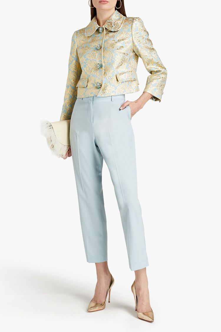 DOLCE&GABBANA Cropped embellished metallic brocade jacket | THE OUTNET