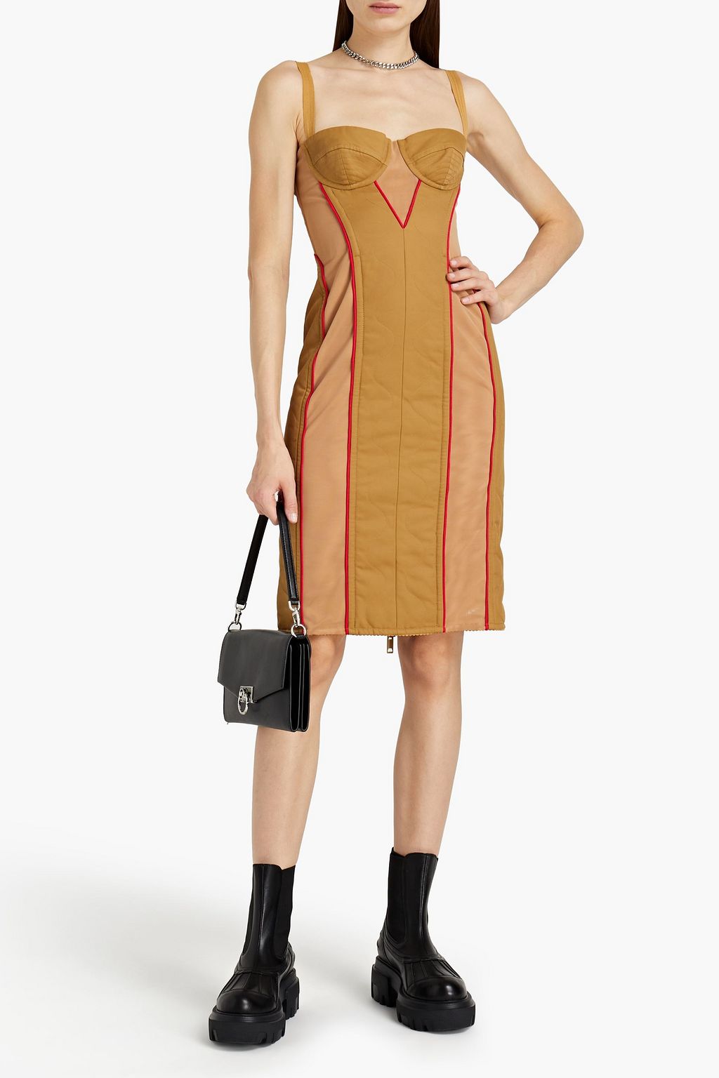 BURBERRY Alanis mesh-paneled twill dress | THE OUTNET