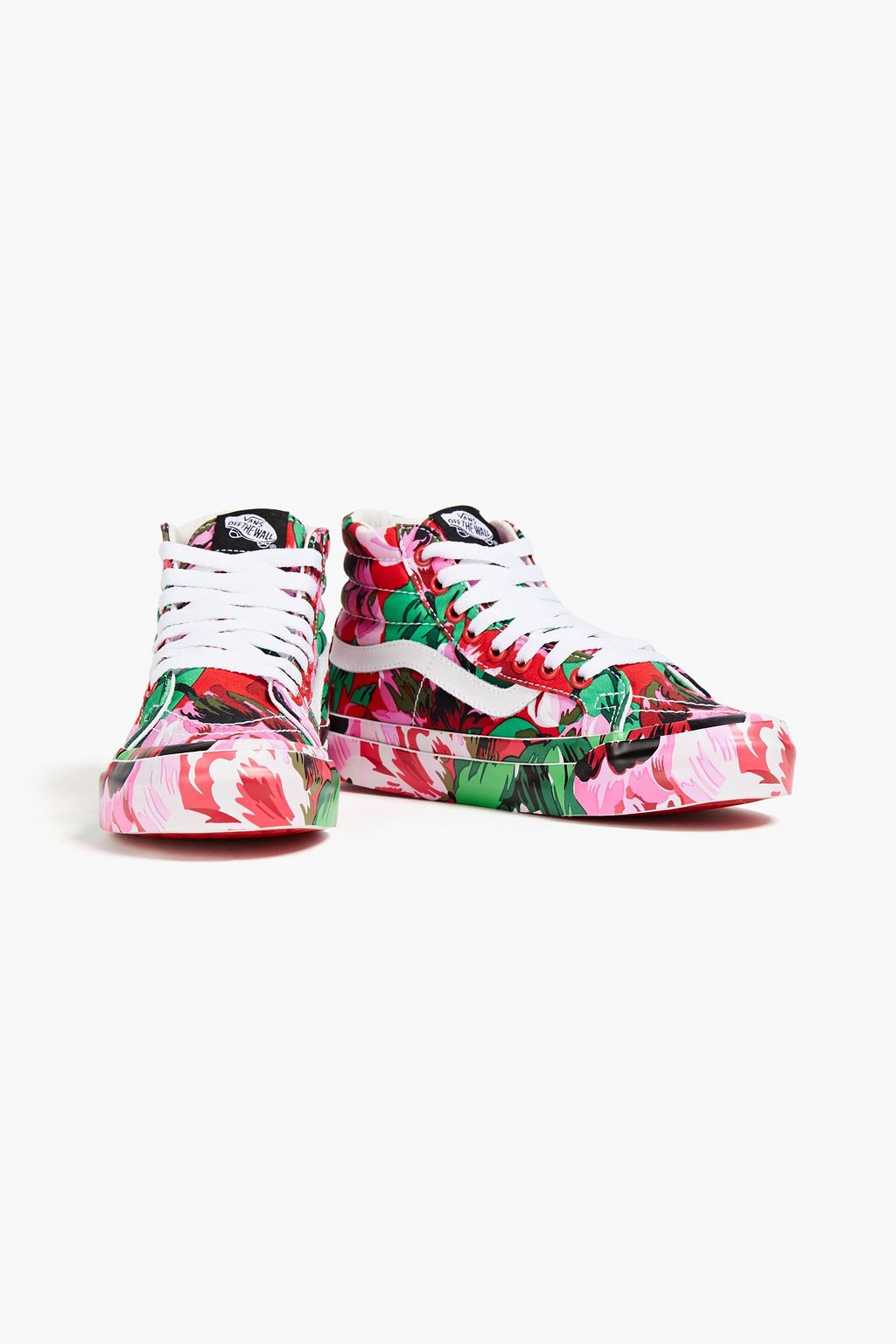 VANS X KENZO + Vans leather-trimmed printed canvas high-top sneakers ...