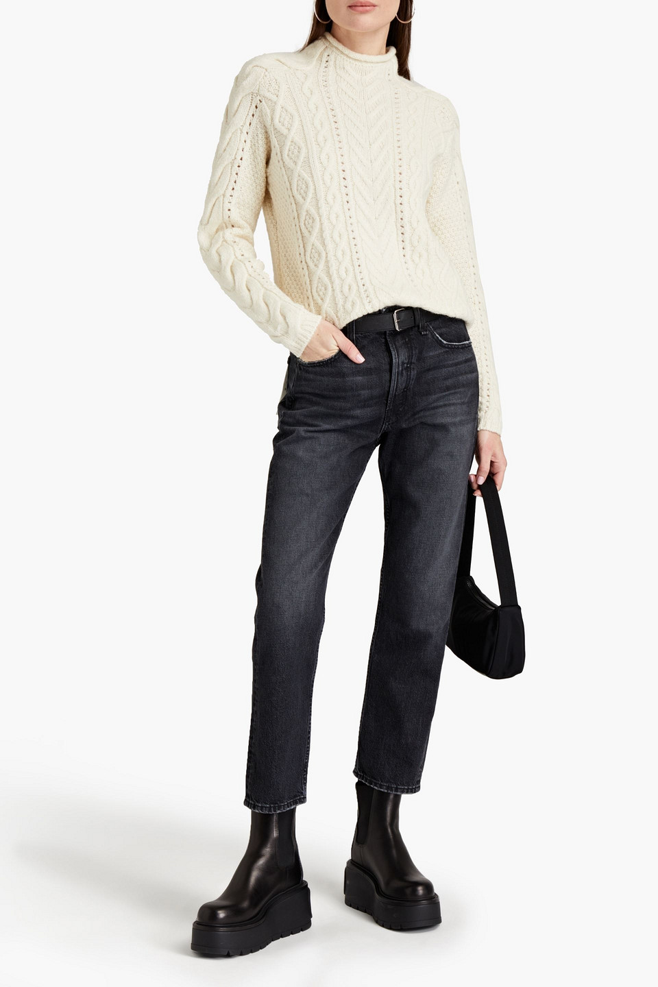 Rag & Bone Cable-knit Wool-blend Turtleneck Sweater In Neutrals | ModeSens
