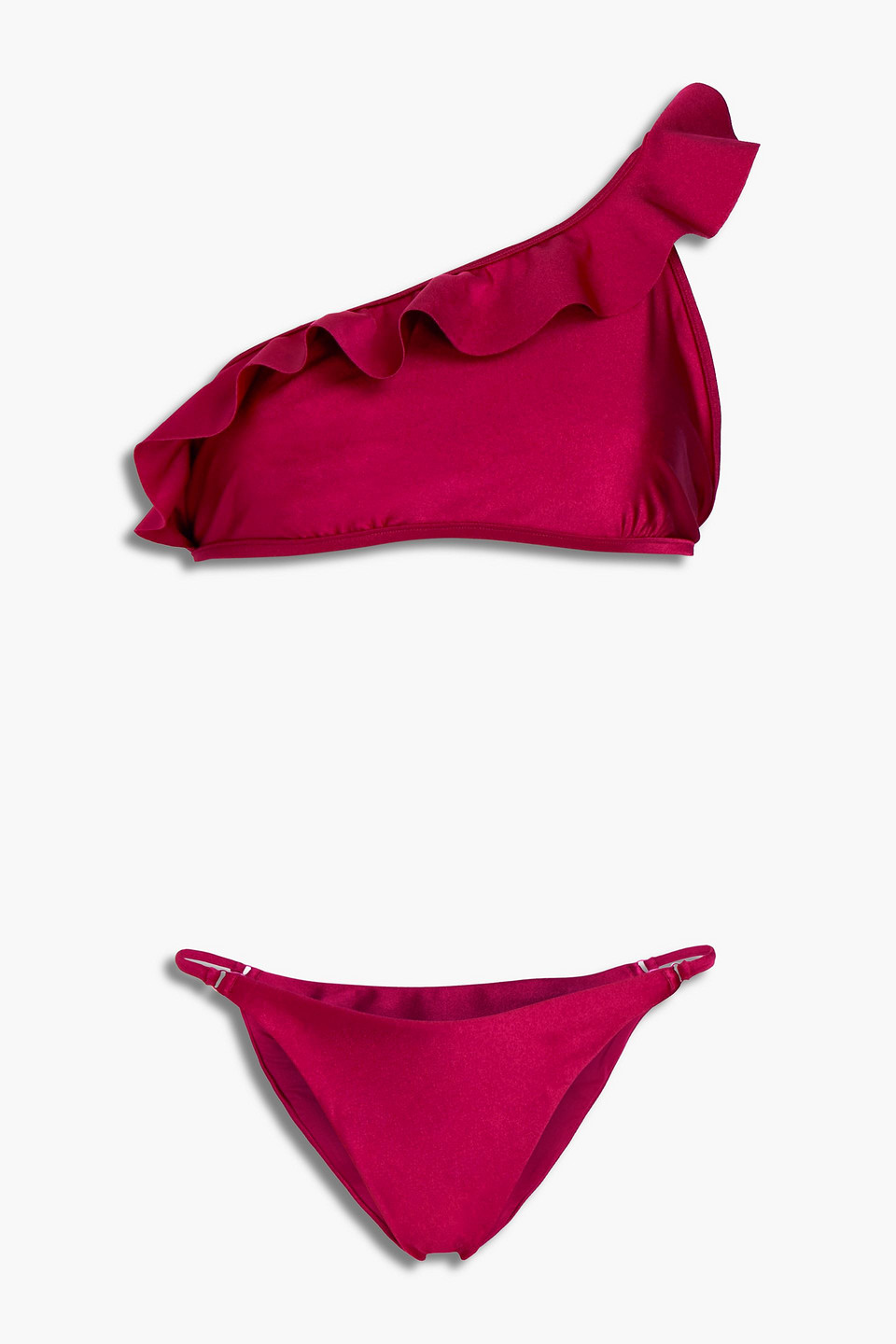 Zimmermann One-shoulder Ruffled Bikini In Crimson | ModeSens