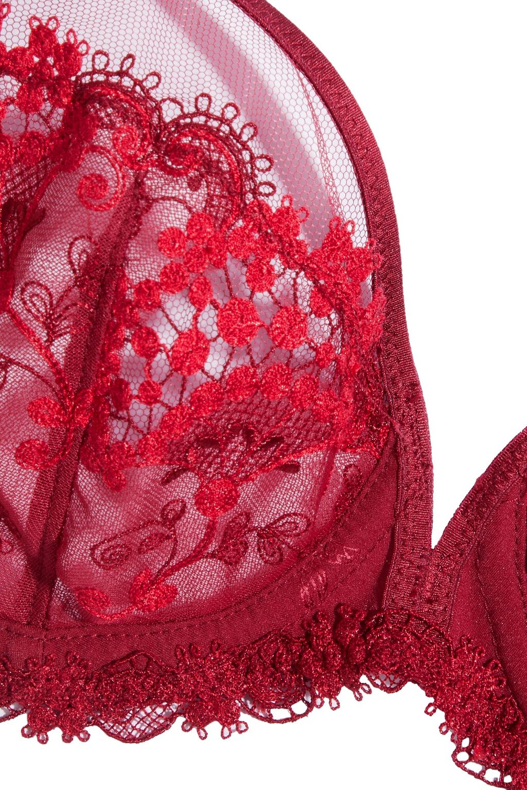 Simone PÉrÈle Lace Trimmed Embroidered Tulle Underwired Bra The Outnet