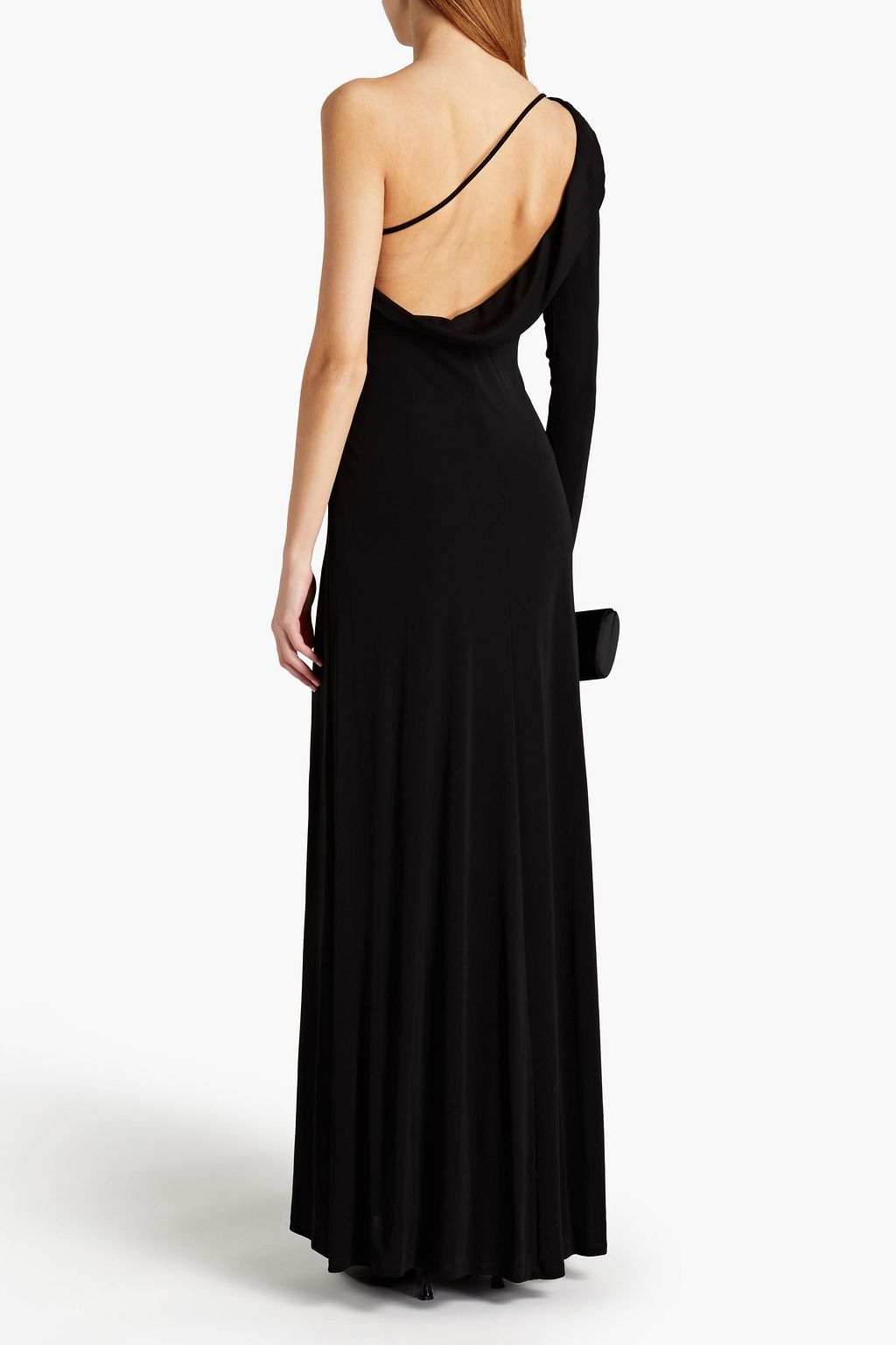 Black Jade One Shoulder Jersey Gown Halston The Outnet