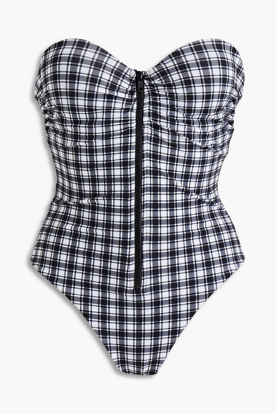 Veronica Beard Mari Checked Underwired Bandeau Swimsuit In Multi | ModeSens