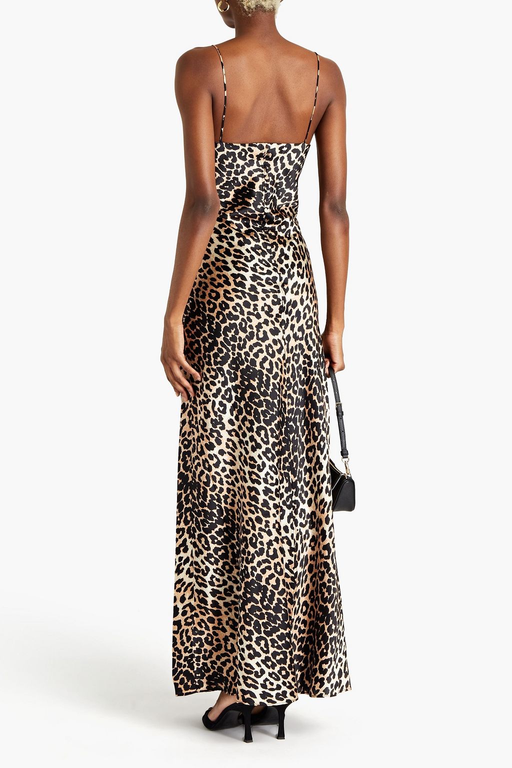 Ganni Leopard Print Silk Blend Satin Maxi Slip Dress The Outnet