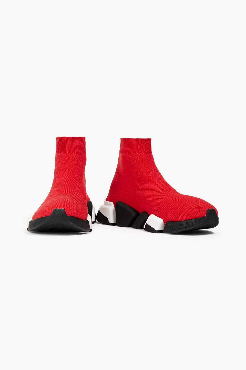 Balenciaga Man Logo-print Stretch-knit High-top Sneakers In Red | ModeSens