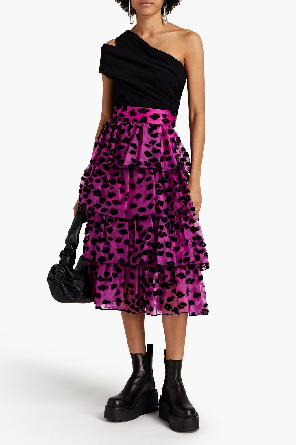 Christopher Kane Tiered Flocked Silk Organza Midi Skirt The Outnet