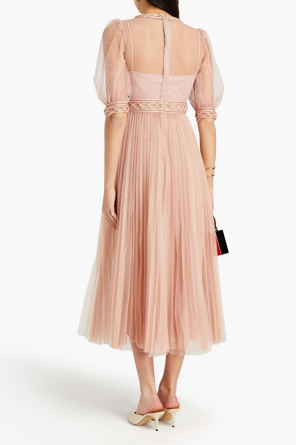Redvalentino Layered Appliquéd Tulle And Point Desprit Midi Dress