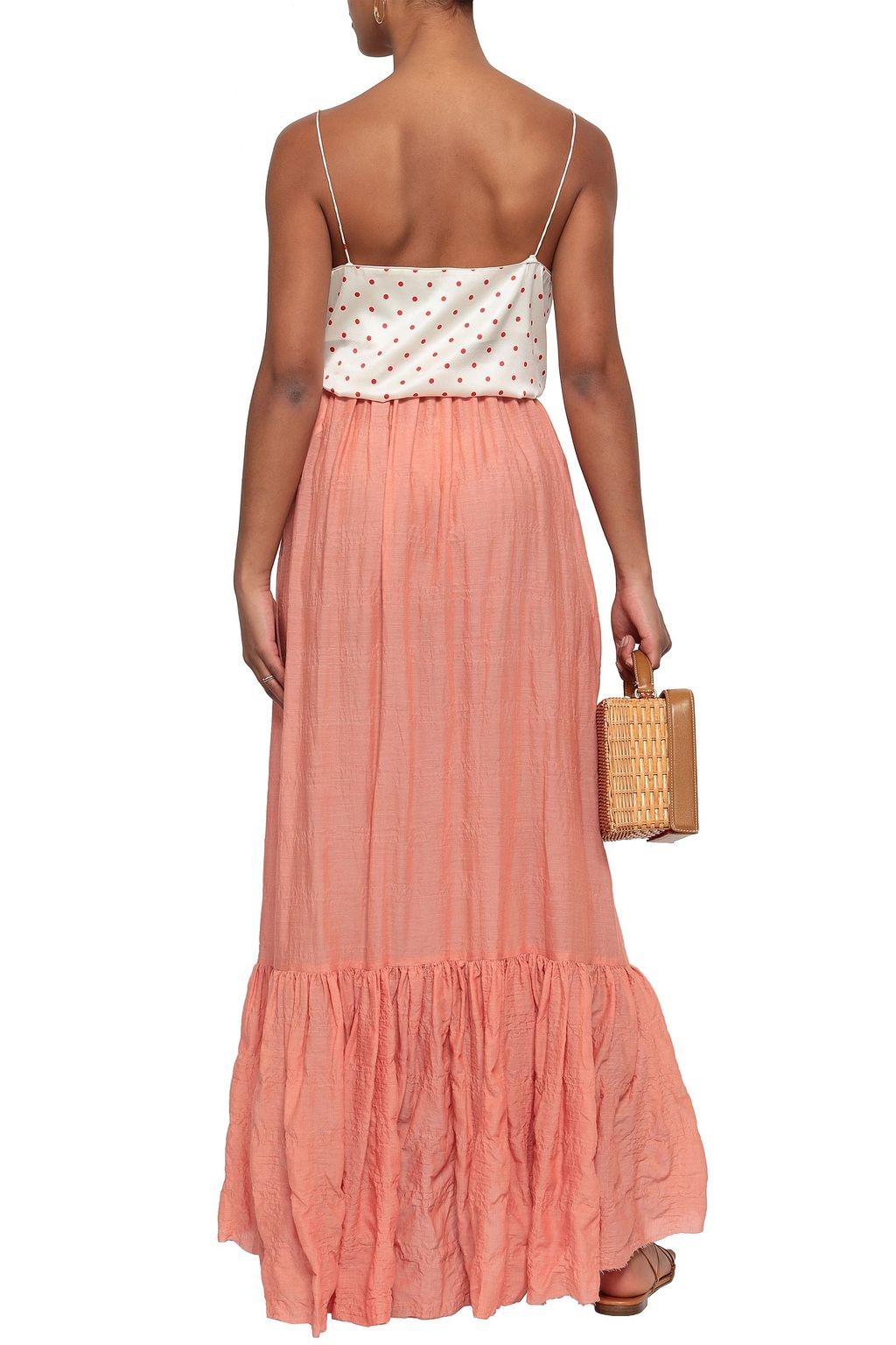 Peach Crinkled cotton-blend gauze maxi skirt | Sale up to 70% off | THE ...