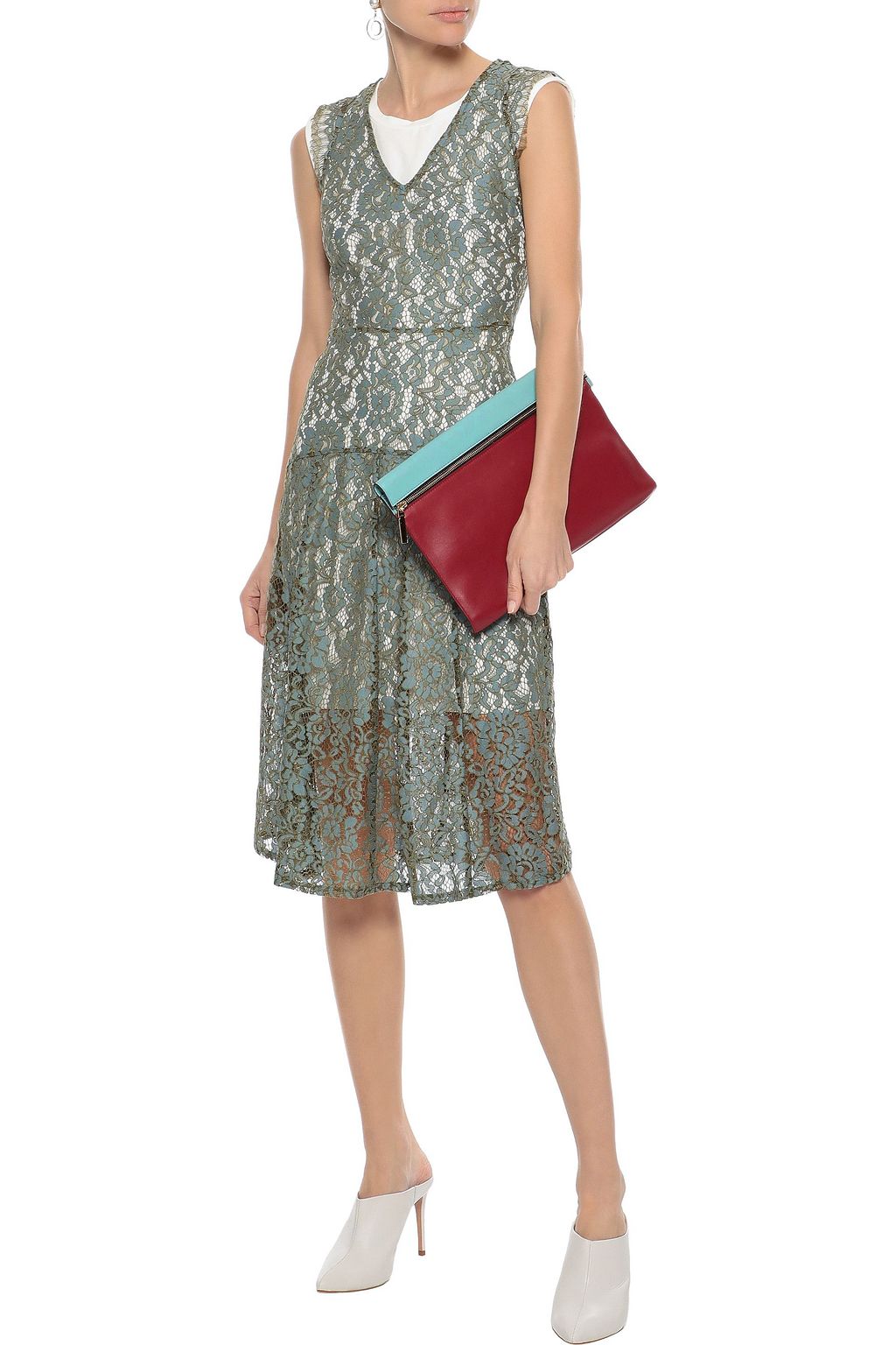 WALTER BAKER Vanya layered corded lace and jersey dress | THE OUTNET