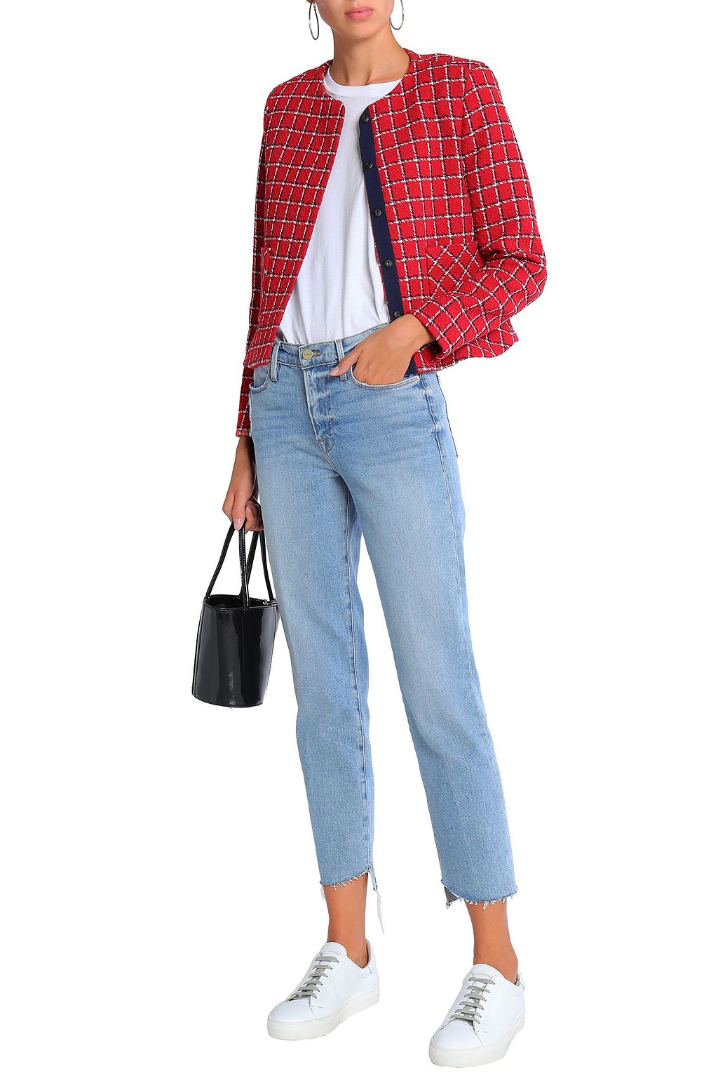 SANDRO Checked bouclé-tweed jacket | THE OUTNET