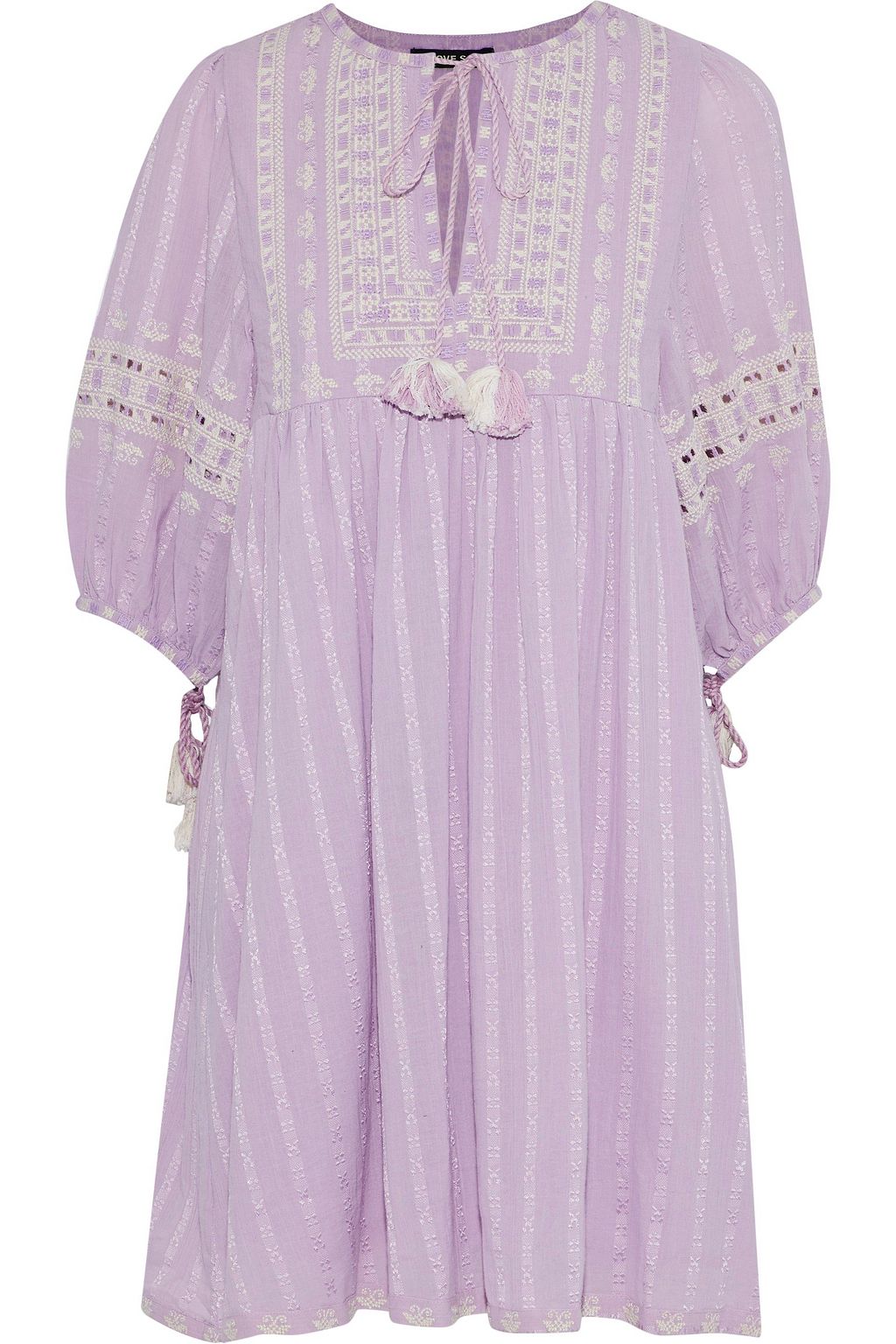 LOVE SAM Midsummer Peasant embroidered cotton-gauze mini dress | THE OUTNET