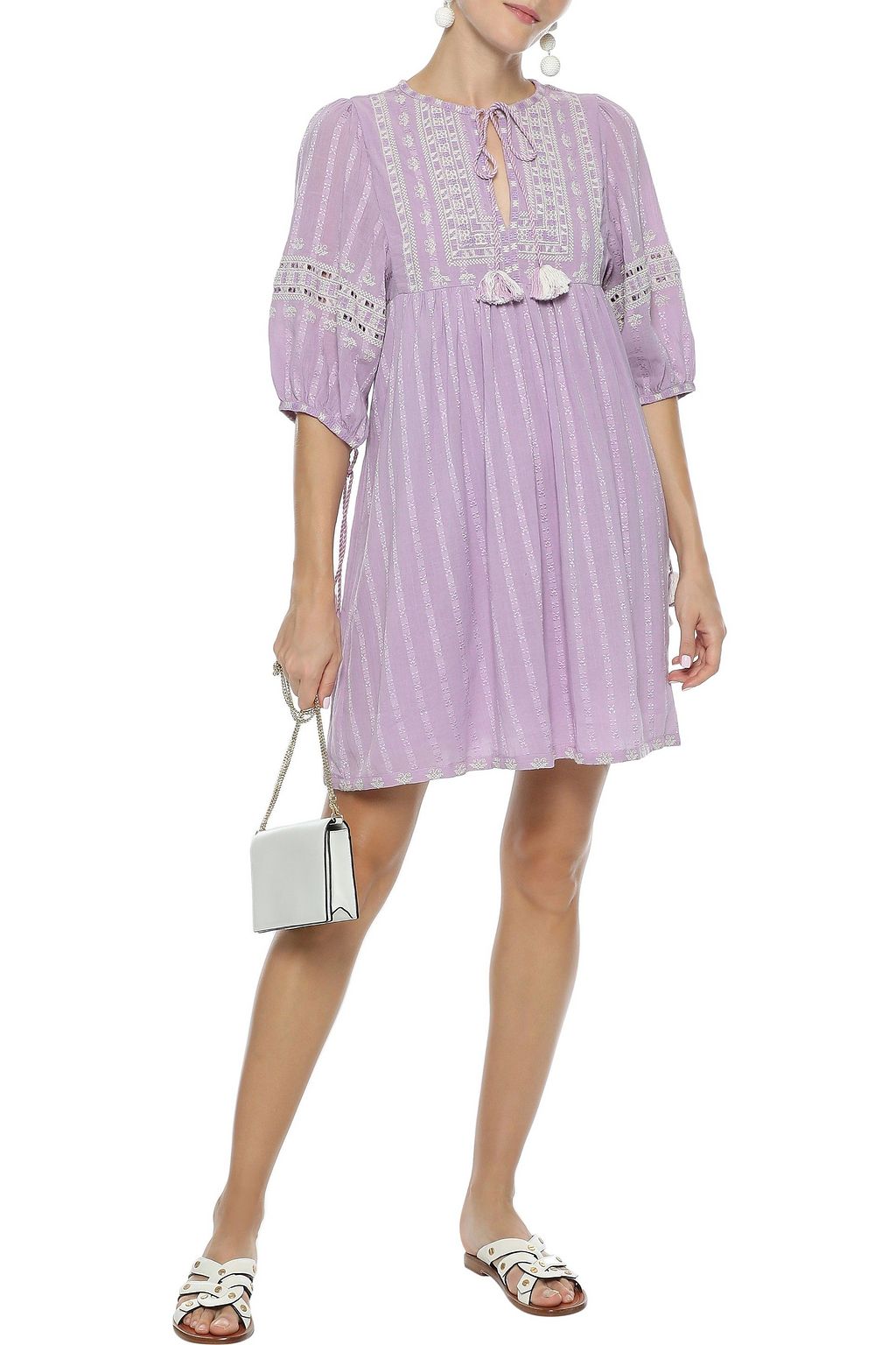 LOVE SAM Midsummer Peasant embroidered cotton-gauze mini dress | THE OUTNET