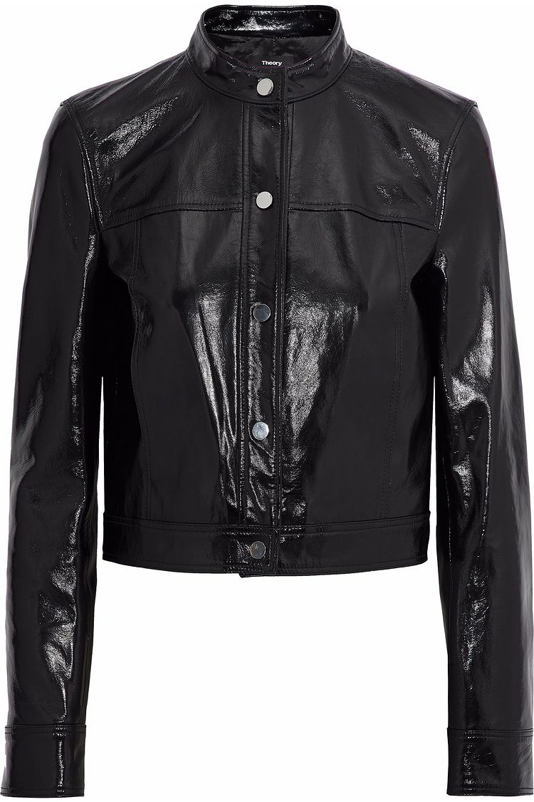 THEORY Cropped crinkled patent-leather jacket | THE OUTNET